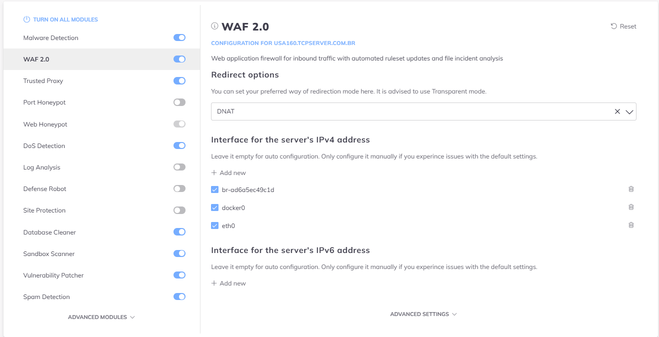 Configuring BitNinja under Enhance control panel – BitNinja Knowledge base